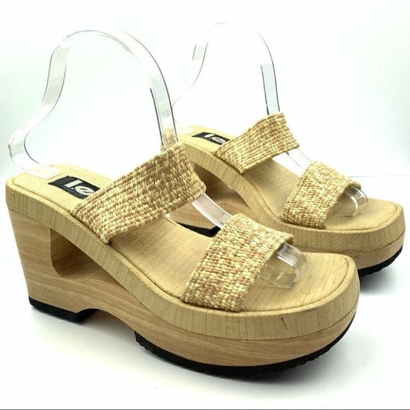 Vintage | Shoes | Lei Platforms Tan Chunky Sandals 9s Y2k Cutout | Poshmark